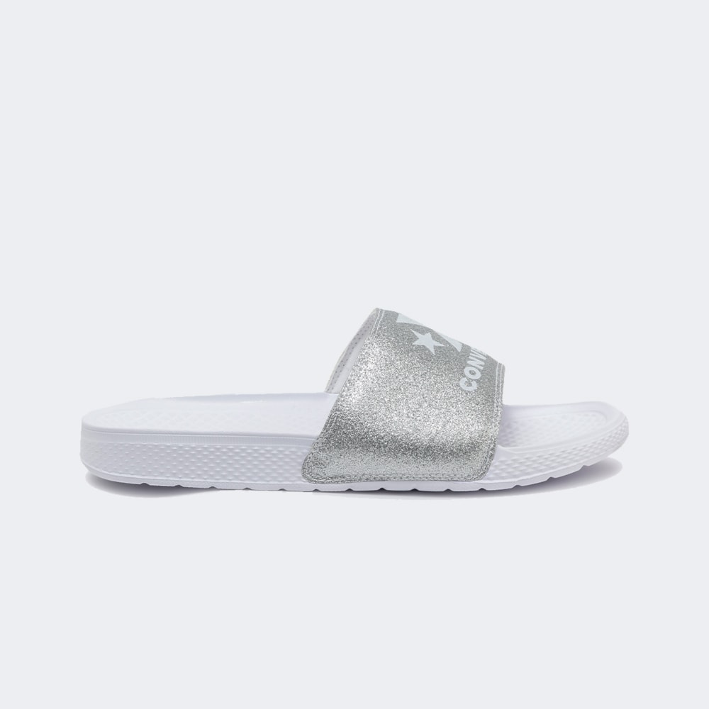 CHINELO CONVERSE ALL STAR SLIDE SLIP SPARKLE PARTY PRATA PURO BRANCO ...